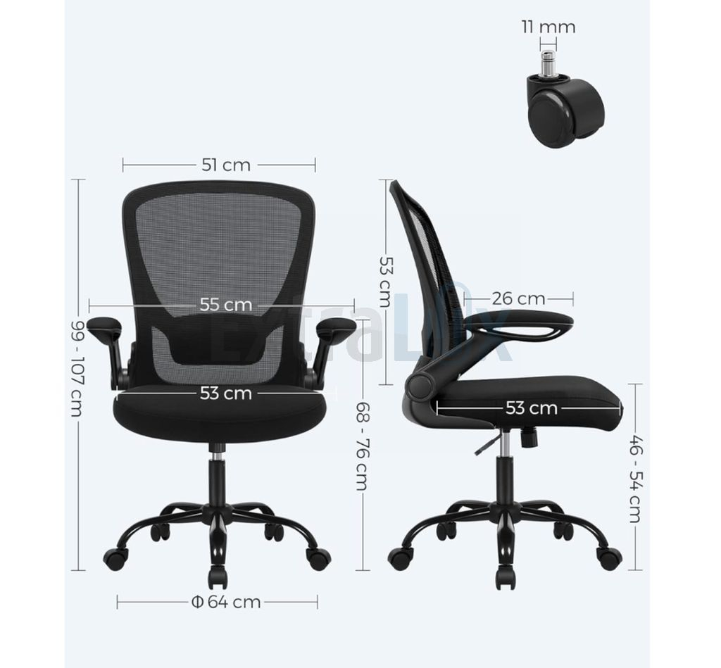 STOL PISARNIŠKI SONGMICS OBN37BKV2, ČRN | Extra Lux
