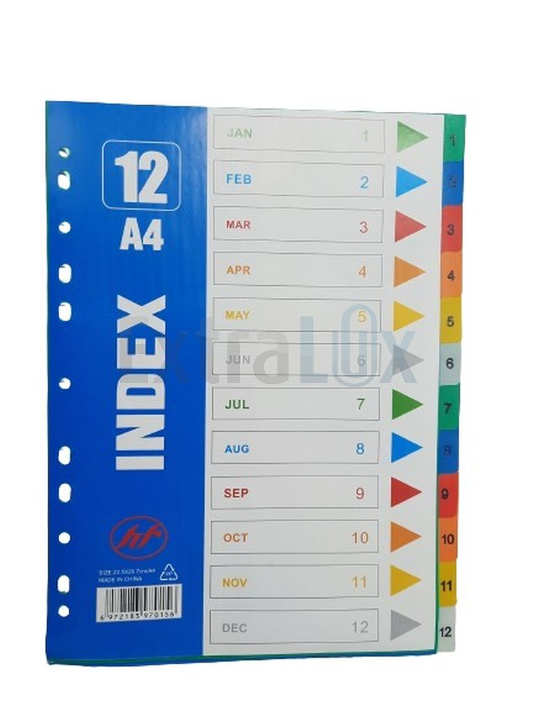 PREGRADNI REGISTER PP A4 BARVNI ŠTEVILKE 12-DELNI | Extra Lux